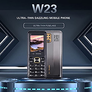 ASHATA W23 Big Button Phone for Seniors, Ultra Thin 2G Mobile Phone Large Button Volume Senior Unlocked Cell Phone, 3 SIM Card Slot, 2500mAh, for Elderly(Black)