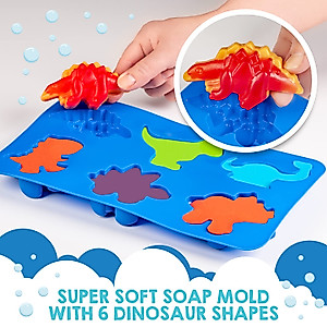 Original Stationery Dinosaur Soap Making Kit for Kids, DIY Soap Kit with Dino Shaped Trays, Soap Base, Ink Colors and Scents, Fun Educational Science Kits for Boys and Girls, Creative Kids Toys