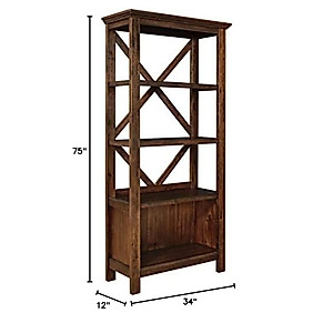 Signature Design by Ashley Baldridge Rustic 78" Bookcase with 4 Shelves, Distressed Brown