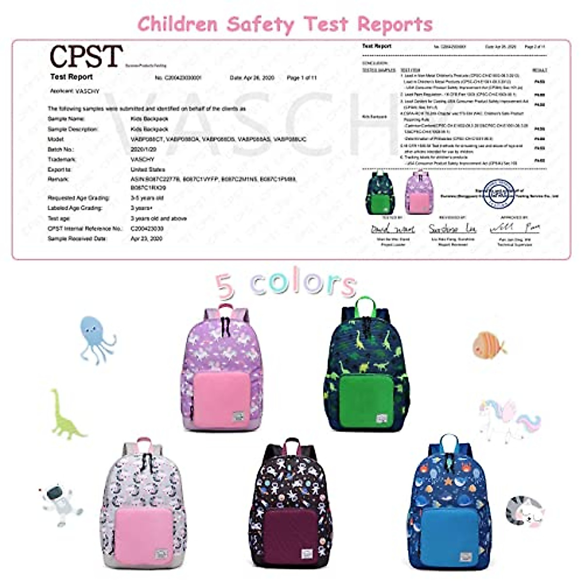 VASCHY Cute Astronaut Preschool Backpack and Neoprene Lunch Bag Bundle