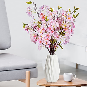 Grand Verde Artificial Apple Blossom Silk Flowers Tree Branches 33” Long Stems Faux Bouquet for Tall Vase Indoor Home Decor DIY Wedding Centerpiece Decoration, Bulk 3pcs (Pink)