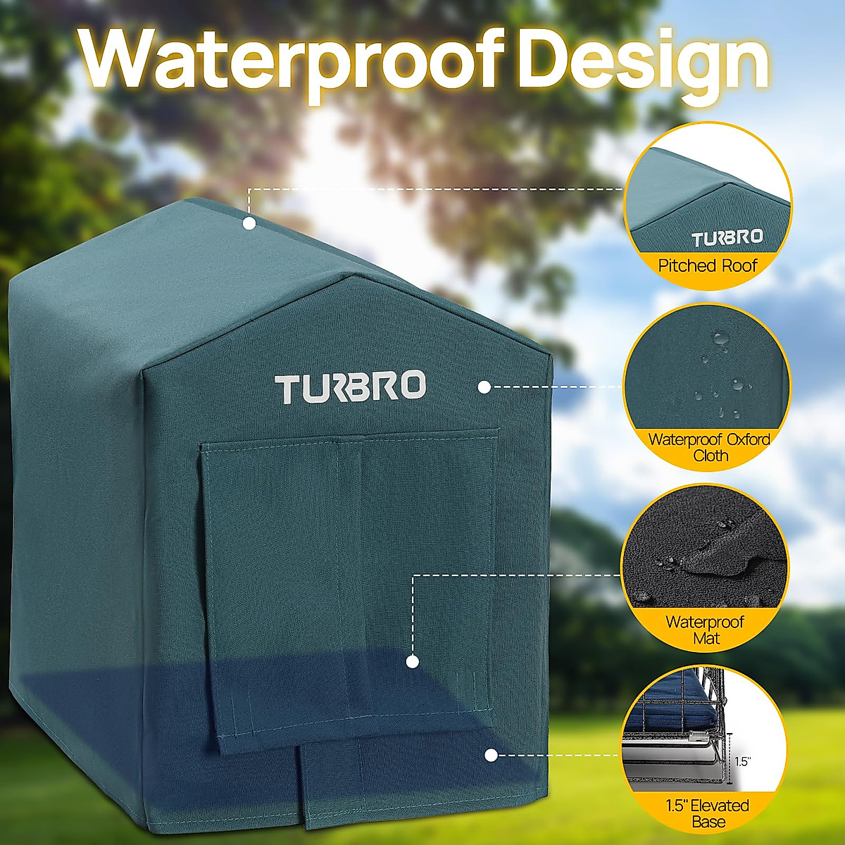TURBRO Heated Cat House Outdoor, Insulated and Weatherproof Iron Shelter for Feral and Cats Outside, Heating Pad Bed with 14.7ft Anti-Bite Cord, UL Test Passed, Blue