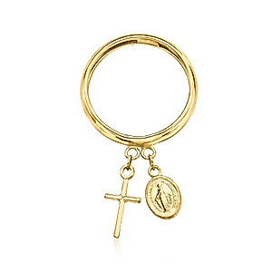 Ross-Simons Italian 14kt Yellow Gold Religious Charm Ring. Size 6