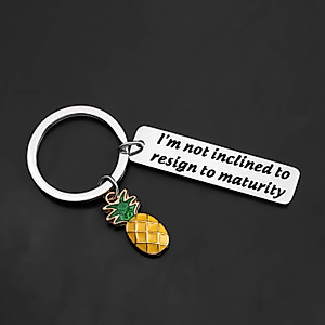 FAADBUK Pineapple Inspired Keychain TV Show Gift I'm Not Inclined To Resign To Maturity Psych Theme Song Lyrics (Not Inclined To Resign)