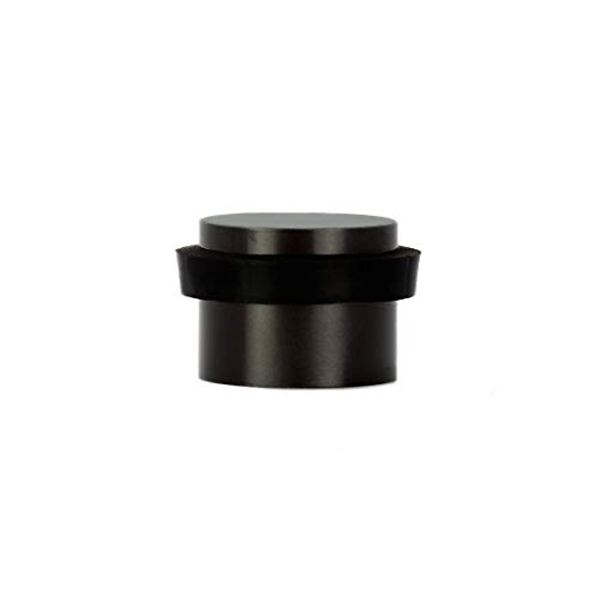 EVI | Adhesive Doorstop | 1.1'' X 0.8'' | Natural Silicone Black Rubber | Black Lacquered Stainless Steel Finish | Great Adherence | 100% Functional | Mod I-163