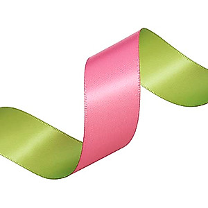 YASEO Double-Sided Two-Tone Ribbon, 20 Yards 1 Inch Double Faced Hot Pink and Lime Green Satin Ribbon for Easter, Christmas, Birthday, Gift Wrapping and Party Decor