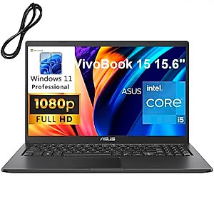 ASUS VivoBook 15 15.6" FHD Business Laptop Computer, Intel Quad-Core i5-1135G7 up to 4.2GHz (Beat i7-1065G7), 32GB DDR4 RAM, 1TB PCIe SSD, AC WiFi, Bluetooth, Black, Windows 11 Pro, BROAG HDMI Cable