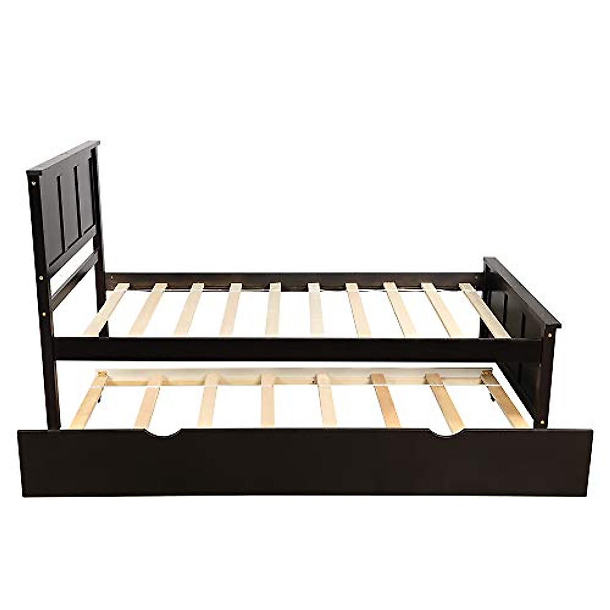 Harper & Bright Designs Twin Bed Frame with Trundle, Kids Platform Twin Bed with Pull Out Trundle,Solid Wood, No Box Spring Needed