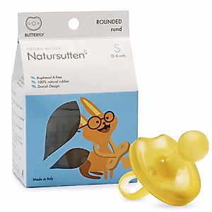Natursutten Pacifiers 0-6 Months - 1-Pack Butterfly Shield Orthodontic Nipple Natural Rubber Safe & Soft BPA-Free Pacifiers for Breastfeeding Babies - Newborn Pacifiers Made in Italy