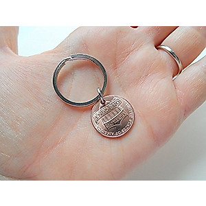 2017 Penny Keychain With Heart Around Year; 6 Year Anniversary, Couples Keychain