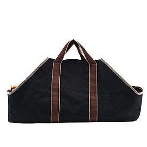 Large Canvas Log Tote Bag Carrier Indoor Fireplace Landman Firewood Totes Holders (1)