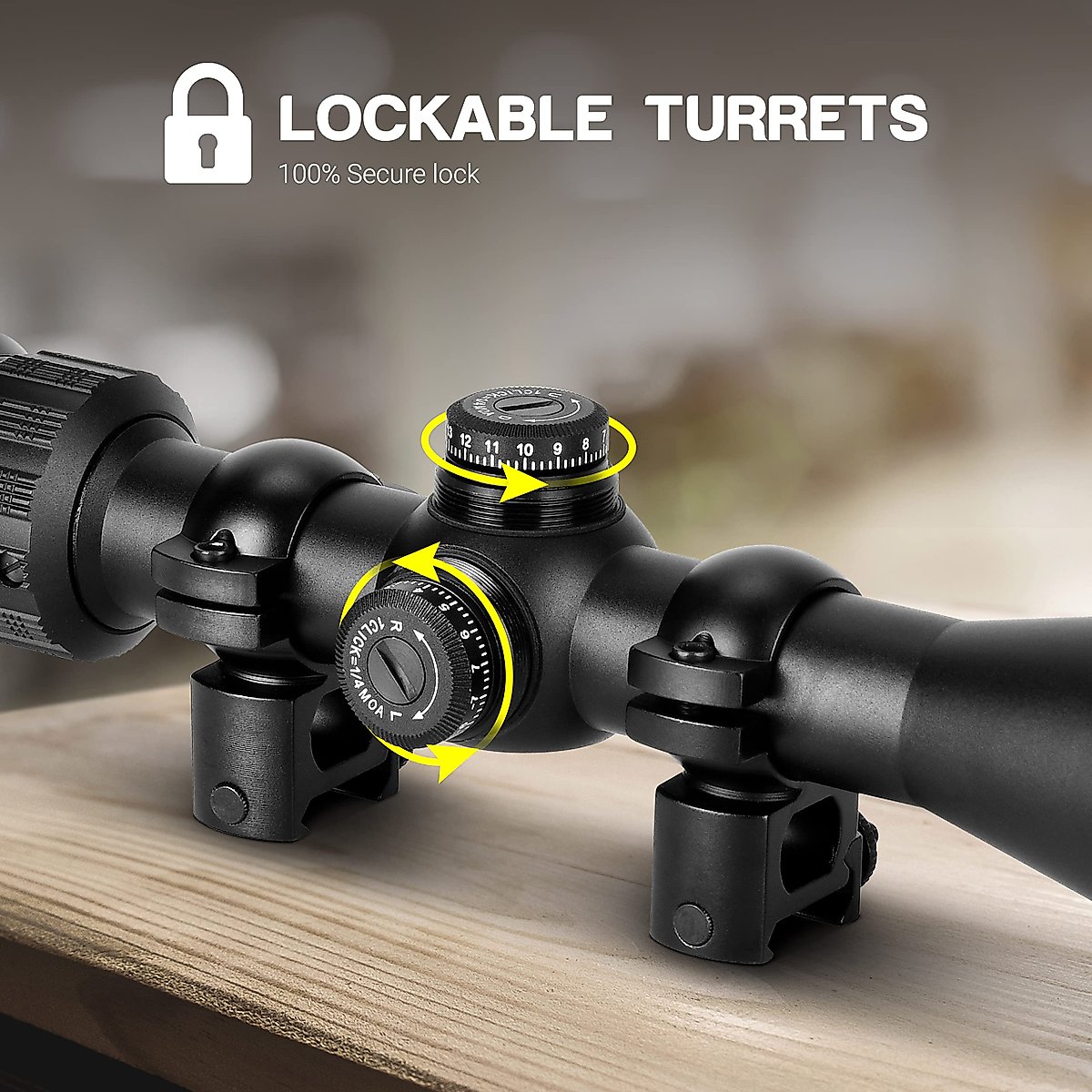 ESSLNB 3-9x50mm Airsoft Scope with Red Dot Illuminated Crosshair Reticle Riflescopes for Hunting&Shooting with Locking/Hold Zero Turrets and 2 Free Mount Rings