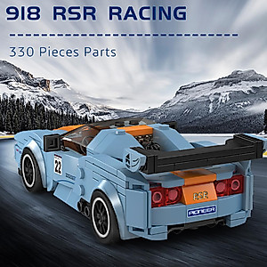 Mould King Speed Champions 918 RSR Super Car Toys Building Toys with Display Case, 27005 Collectible Model Car Kits Building Blocks Kit, Speed Racing Model Cars for Adults 8 (330 Pieces)