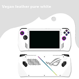 Protective Skin Sticker for ROG Ally, Leather Made Anti Fingerprint Scratch Resistant Cover for ROG Ally Gaming Handheld Accessories (Vegan Leather Pure White)