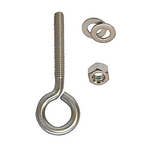 10 Pieces Fully Threaded 5/16 Inch x 2 Inch Stainless Steel Marine Turned Eye Bolt Nut and Washers