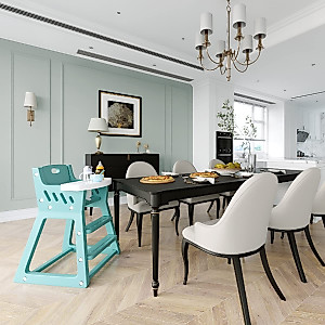 Baby Highchair,Children's Dining Chair, Safe and Solid Shape Structure Design, with Telescopic Gear Adjustable Feeding Tray, Can be Directly Washed (Aqua)