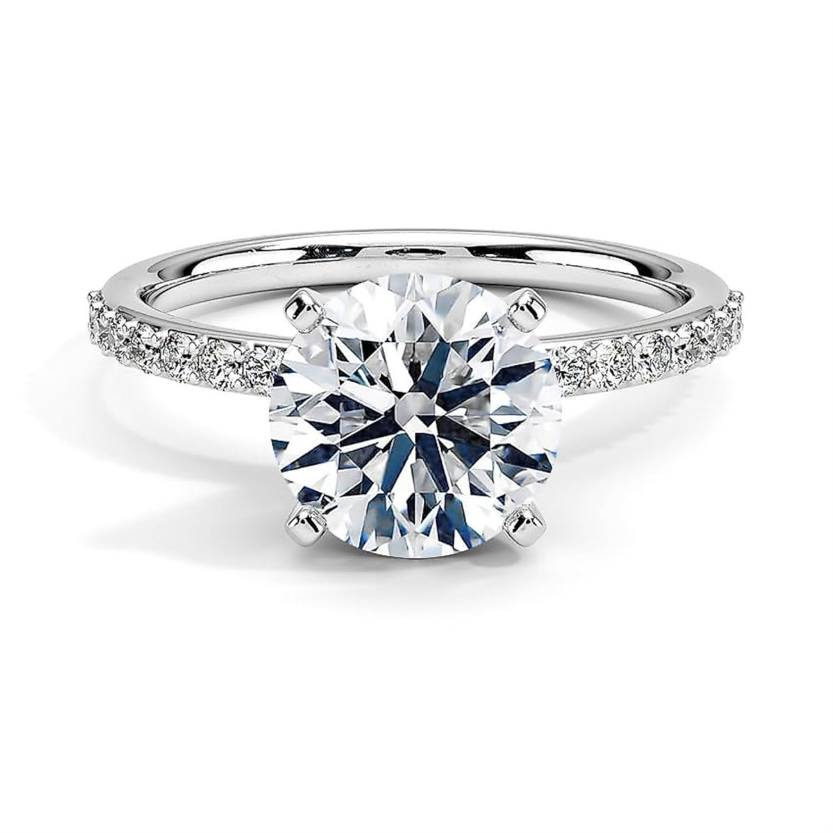 Blocaci Engagement Ring 2-1/4 CT Moissanite Round Cut Pave Engagement Rings for Women 10k 14k 18k White Gold (14K GOLD, 12)