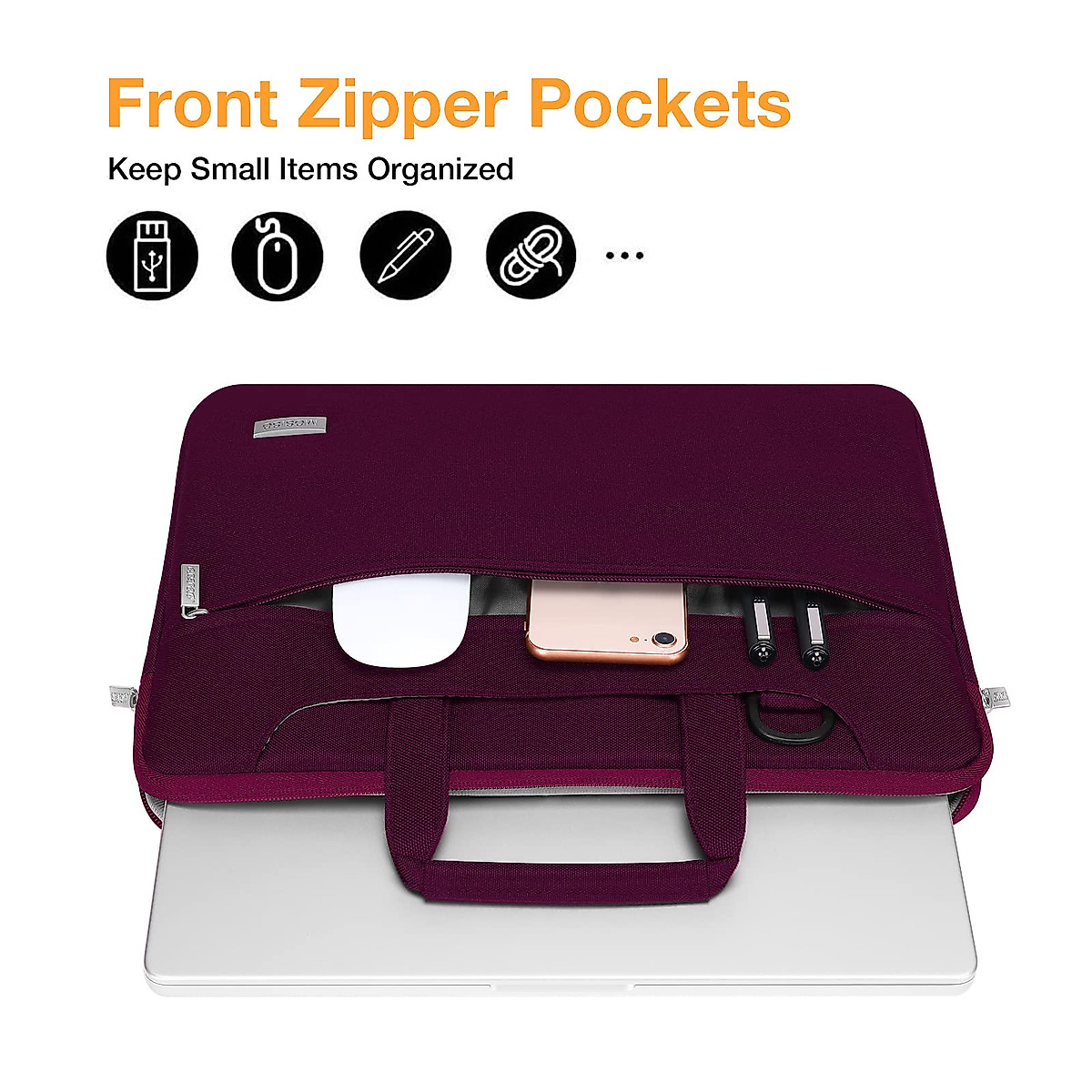 MOSISO Laptop Shoulder Bag Compatible with MacBook Air/Pro,13-13.3 inch Notebook,Compatible with MacBook Pro 14 inch 2023-2021 A2779 M2 A2442 M1, Polyester Sleeve with Back Trolley Belt, Burgundy