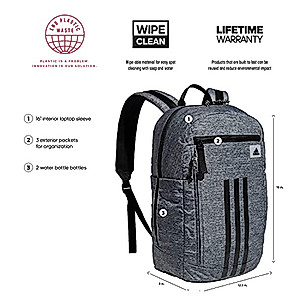 adidas League Three Stripe 2 Backpack, Jersey Onix Grey/Black, One Size