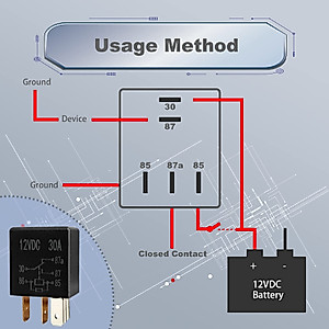 4Pcs 5 Pin 12V 30A Relay, Car Starter Switch Relays, Multi Purpose Automotive Relay Black Starter Relay, High Performance Starter Universal for Car Motor Automotive Replacement Accessories