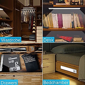 Mycket Under Cabinet Light LED Motion Sensor Closet Lighting with Hand Wave Activated, 3 Color Modes(3000-6000K), Dimmable, Battery Operated (Silver-30cm 2pcs, 30cm)