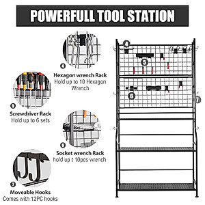 Mythinglogic Alloy Steel Tool Storage Organizer,Heavy Duty Tool Holder for Power Tool, Drill, Screwdriver, Wrench, Storage Shelf for Toolbox, Tool Chest Organizer for Garage, Workshop, Shed, Mechanics