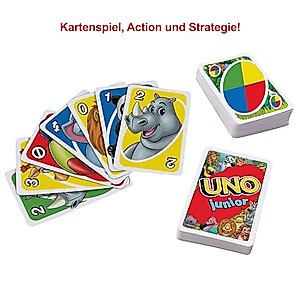Mattel Games ​UNO Junior Card Game for Kids with Simple Rules, Levels of Play and Animal Matching for 2-4 Players