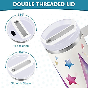 FLildon 40oz Tumbler with Handle and Straw Lid, Cute Gnomes Insulated Coffee Mug Stainless Steel Water Bottle Leakproof Vacuum Travel Coffee Cup