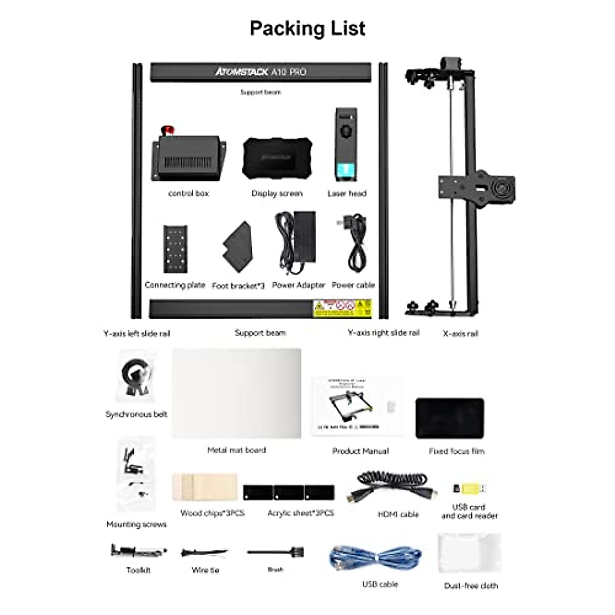 ATOMSTACK A10 pro 50W DIY Laser Cutter and Engraver Machine, 10W Output Power, Eye Protection Compressed Spot 11000mm/min Diode Laser Engraving for Metal and Wood, 410x400mm