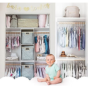 Binswloo Baby Hangers for Nursery, 30Pcs Plastic Kids Hangers, Small Children's Clothes Hangers with 8Pcs Baby Closet Dividers, Great as Infant & Toddler Hangers, 11.4 Inch, White