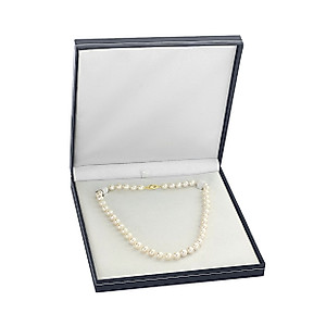 The Pearl Source 14K Gold 6.5-7.0mm AAAA Quality Round White Freshwater Cultured Pearl Necklace for Women in 36" Opera Length