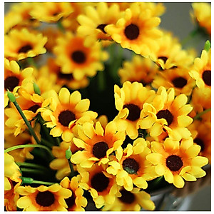 Artfen Artificial Sunflower 6 Bouquet Artificial Flowers Fake Sunflowers Floral Decor Bouquet Home Hotel Office Wedding Party Garden Craft Art Decor 13 inch No Vase