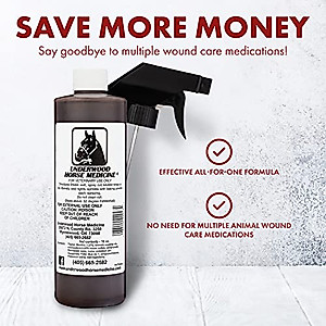 Topical Wound Spray Refill Bottle with Spray Trigger 16 oz - Wound Care Spray for Faster Healing of Scrapes, Cuts, and Wounds - Spray Solution for Equine, Pets, and Other Farm Animals