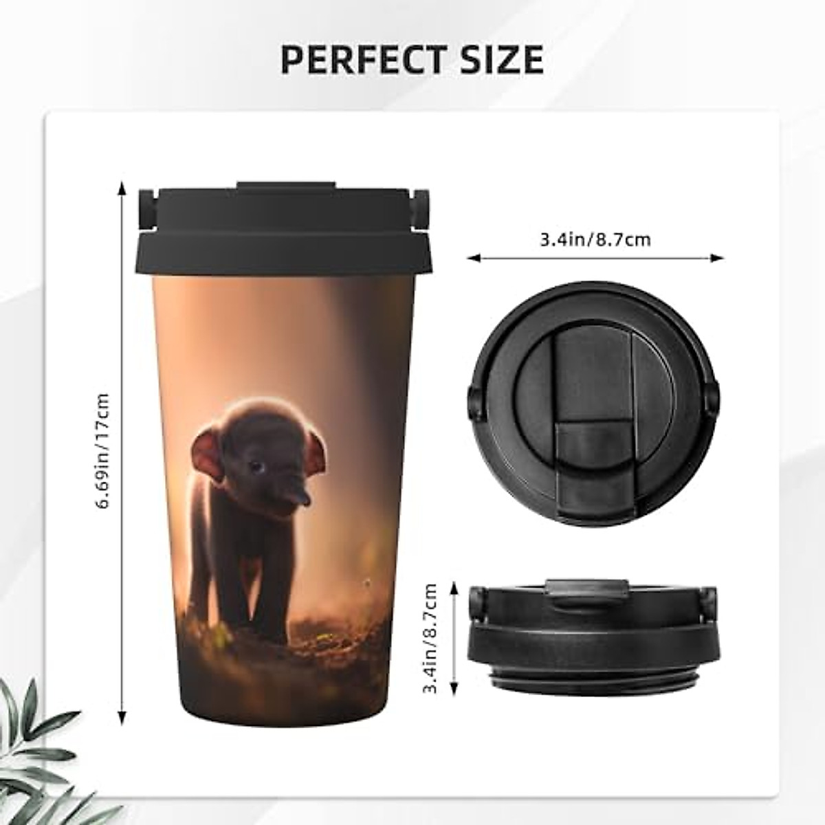 WANGXUEE African Elephant Print 500ml Stainless Steel Travel Tumbler Double Wall Vacuum Insulated Coffee Mug