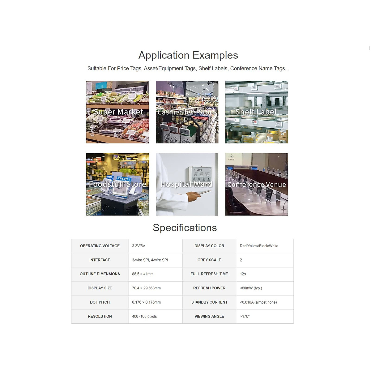 waveshare 3inch E-Paper Module (G) 400 × 168 Resolution e-Ink Display Red/Yellow/Black/White epaper Screen for Raspberry Pi 4B/3B+/3B/2B/B+/A+/Zero/Zero W/WH/Zero 2W,Jetson Nano/Arduino,SPI Interface