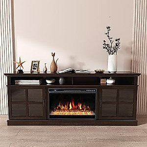 Oxhark Flame 26 Inches Electric Fireplace Inserts, 1500W Recessed Fireplace Electric with Remote Control, Crystal, Overheating Protection and Timer, Black