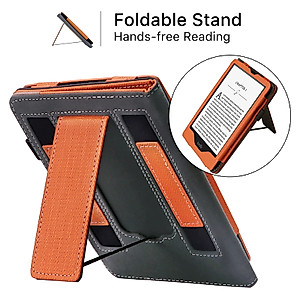 WALNEW Stand Case for 6.8” Kindle Paperwhite 11th Generation 2021- Two Hand Straps Premium PU Leather Book Cover with Auto Wake/Sleep for Amazon Kindle Paperwhite Signature Edition ereader