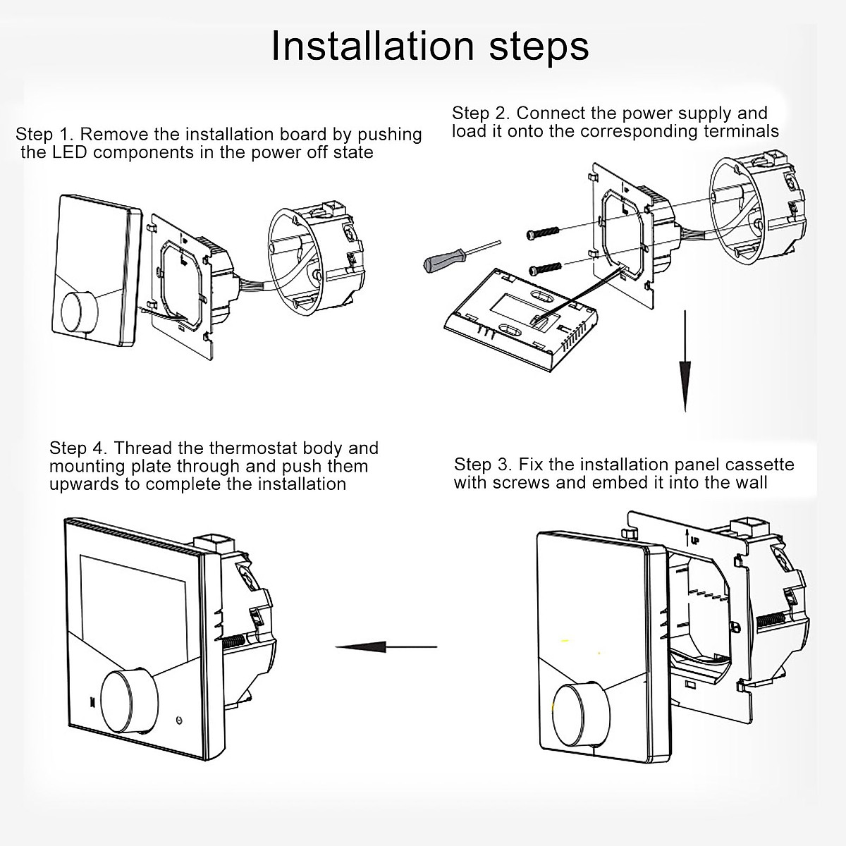 WiFi Programmable LCD Display Smart Thermostat for Tuya with Knob, Floor Heating Control Panel, Digital (Black)