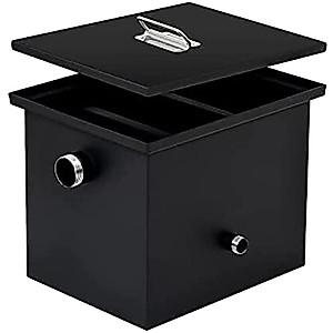 Commercial Grease Interceptor 70 LB, Carbon Steel Grease Trap 4-35 GPM, Grease Interceptor Trap With Side Water Inlet, Under Sink Grease Trap For Restaurant Canteen Factory Home Kitchen,8 LB
