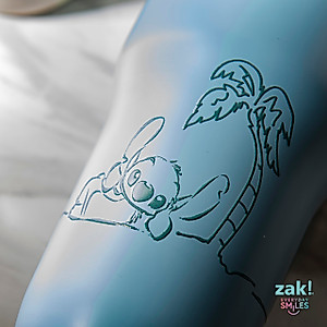 Zak Designs Disney Sutton Travel Tumbler for On the Go or At Home, 40oz Stainless Steel with Vacuum Insulation, Silicone Straw, Carry Handle, and 3D Artwork for Cold Drinks (Stitch)