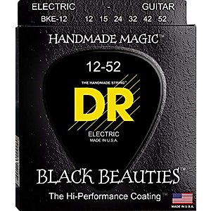 DR Strings Electric Guitar Strings, Black Beauties - Black Coated, 12-52 (BKE-12)