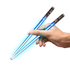Lightsaber Chopsticks Light Up - LED Glowing Light Saber Star Wars Chop Sticks - Reusable Sushi Lightup Sabers Chopstick Set Of 1 Blue Pair
