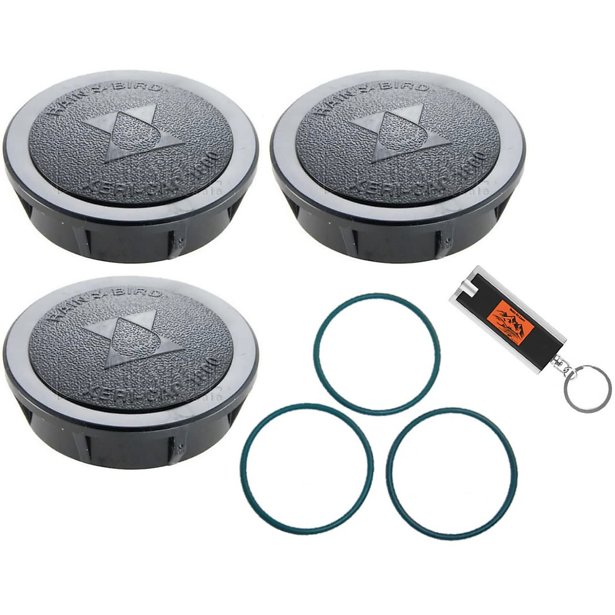 Pack Rainbird Sprinkler Head Cap and Seals, 1800XC - Rainbird 1800 Series Spray Head Cap, Sprinkler Head Cover, 1800CAPS Spray Head Cap, Xeri-Cap for 1800 Series Spray Bodies w/ LED Keychain Light