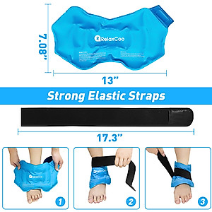 RelaxCoo Ankle Ice Pack Wrap for Swelling, Reusable Gel Ice Pack for Ankle Injuries, Cold Compress Therapy for Foot Pain Relief, Achilles Tendonitis, Plantar Fasciitis, Sprains