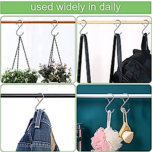 8 Pack Heavy Duty S Hooks Stainless Steel S Shaped Hooks Hanging Hangers for Kitchenware Spoons Pans Pots Utensils Clothes Bags Towers Tools Plants Heavy Duty Rustproof Safety Buckle Design (Silver)
