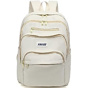 Leaper Water-resistant Laptop Backpacks Lightweight Casual Daypack Bag White