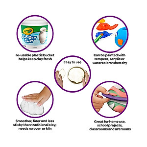 Crayola Air Dry Clay Bucket, No Bake Clay for Kids, Modeling Clay Alternative, 5 lb Resealable Bucket, White