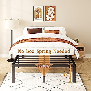 Sosain 14 inch Full Bed Frame Metal Platform Frame no Box Spring Needed，Black Heavy Duty Sturdy Steel,Easy Assembly，with Storage