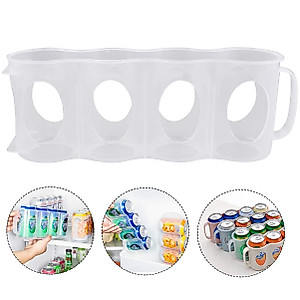 OSALADI 2pcs Refrigerator Organizer Bins 4 Section Pop Soda Can Dispenser Beverage Holder for Kitchen Fridge Freezer Countertops Cabinets