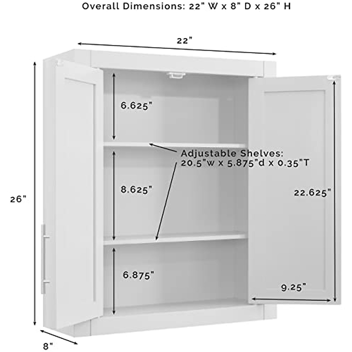 Crosley Furniture Savannah Wall Cabinet, White